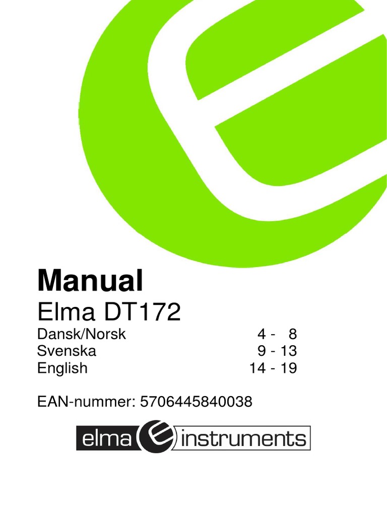 5706445840038_Elma_Elma_DT172_DK-NO_SE_EN_Manual | PDF