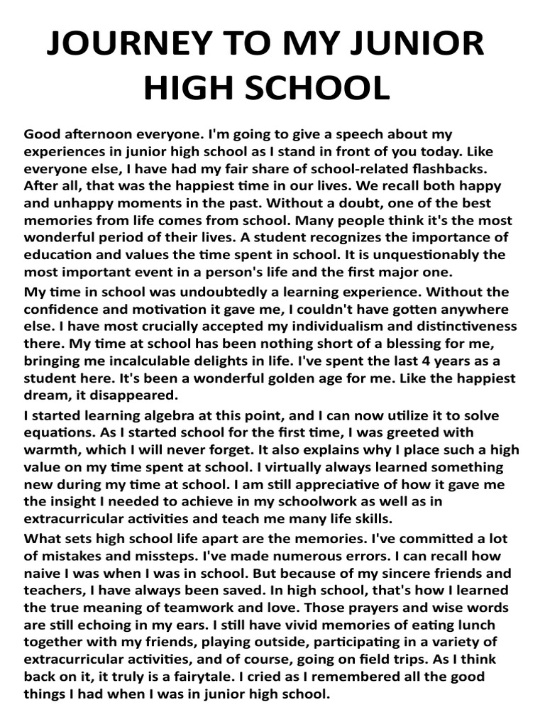 Journey To My Junior High School | PDF | Behavior Modification | Cognitive Science