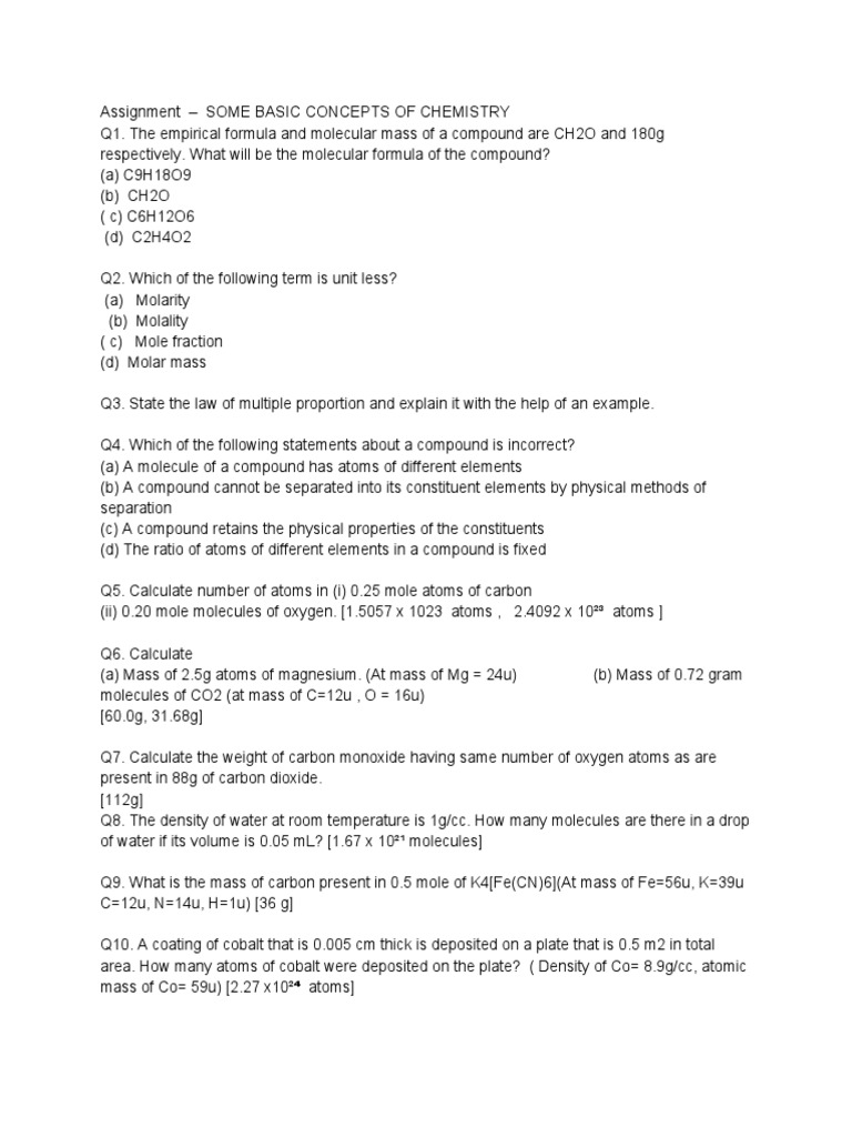Assignment Chapter 1 Xi Pdf