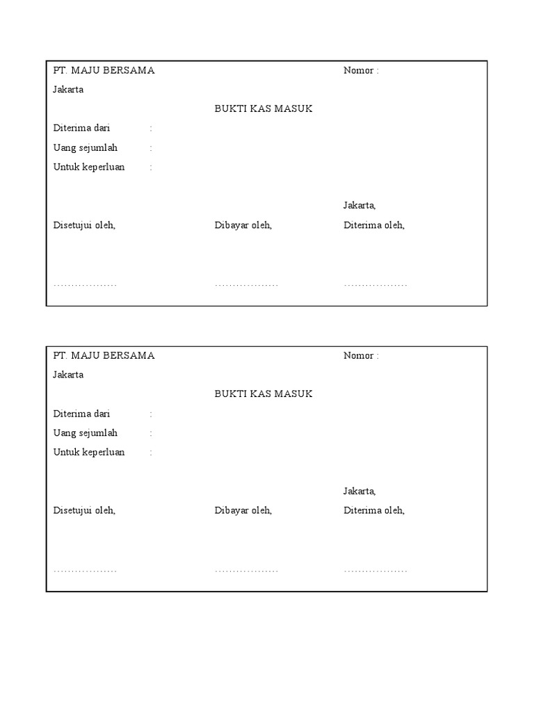 Bukti Kas Masuk Dan Kas Keluar | PDF