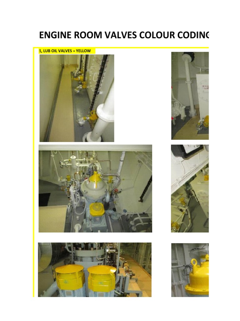 Engine Room Valves Colour Coding: 1, Lub Oil Valves Yellow | PDF