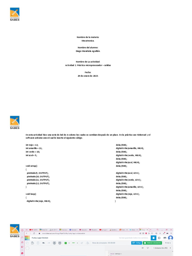 Práctica de LEDs y Semáforo Arduino | PDF | Óptica | Diseño gráfico
