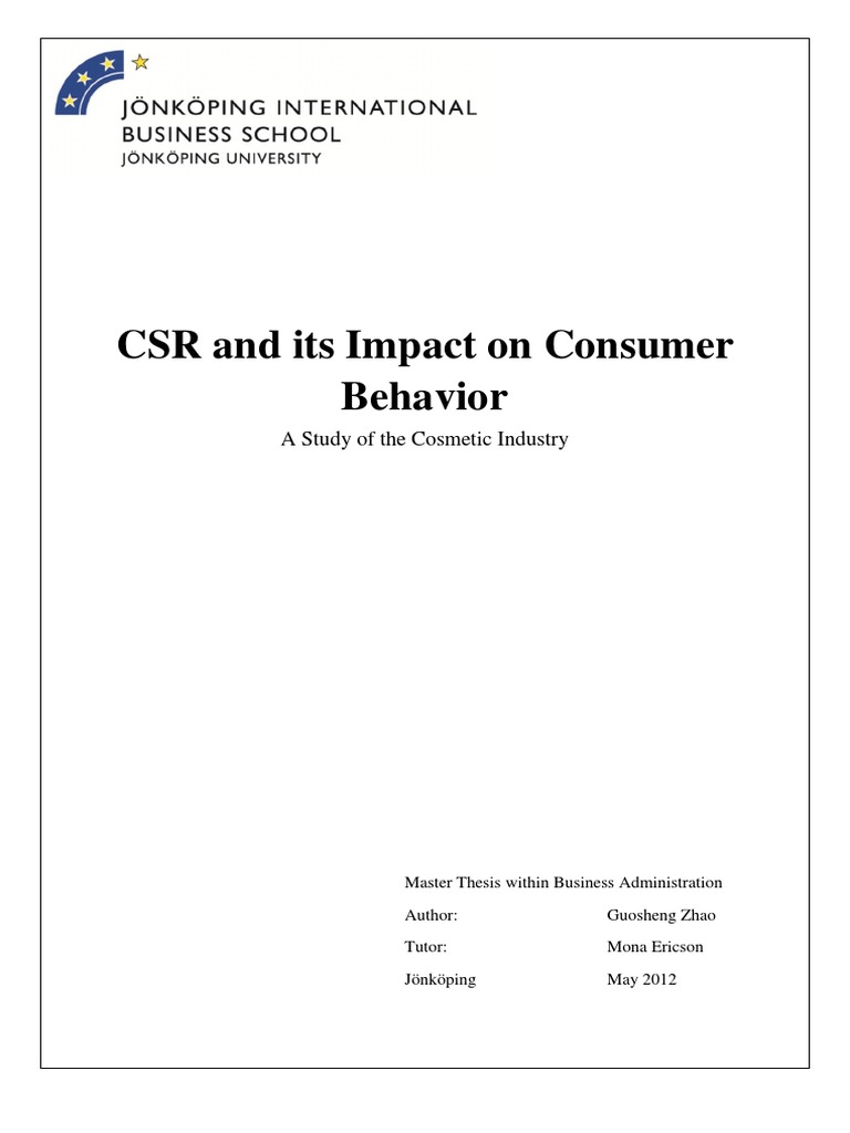 CSR and Its Impact On Consumer Behavior: A Study of The Cosmetic ...