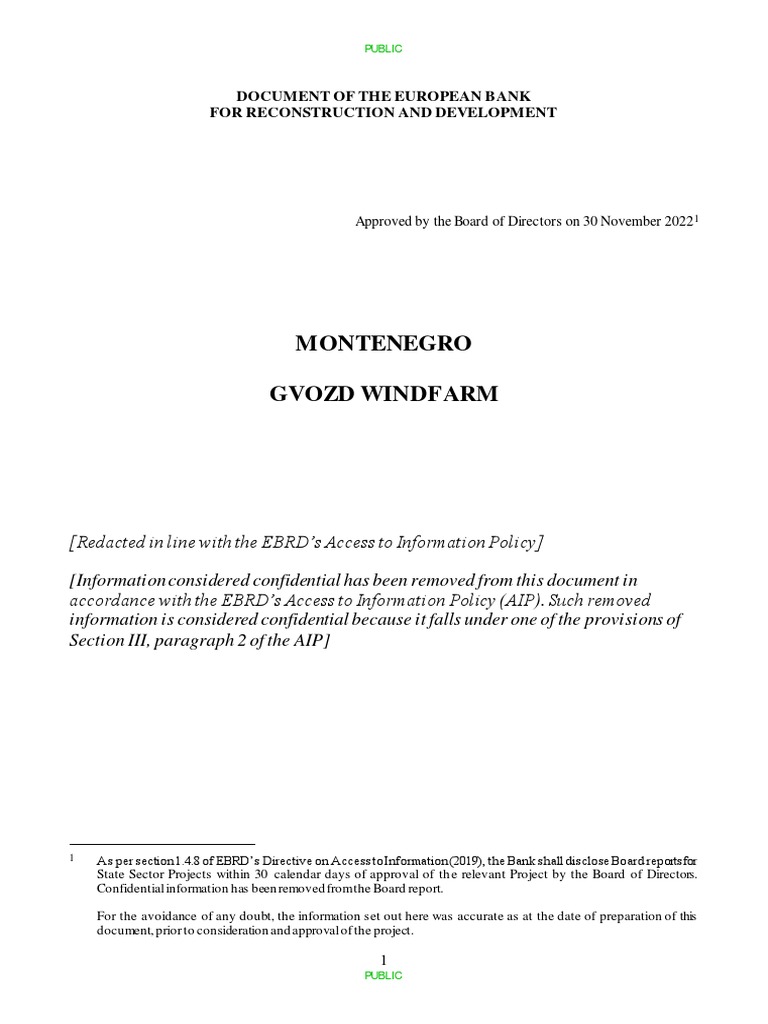 Montenegro Gvozd Windfarm Project Report | PDF | Climate Change ...