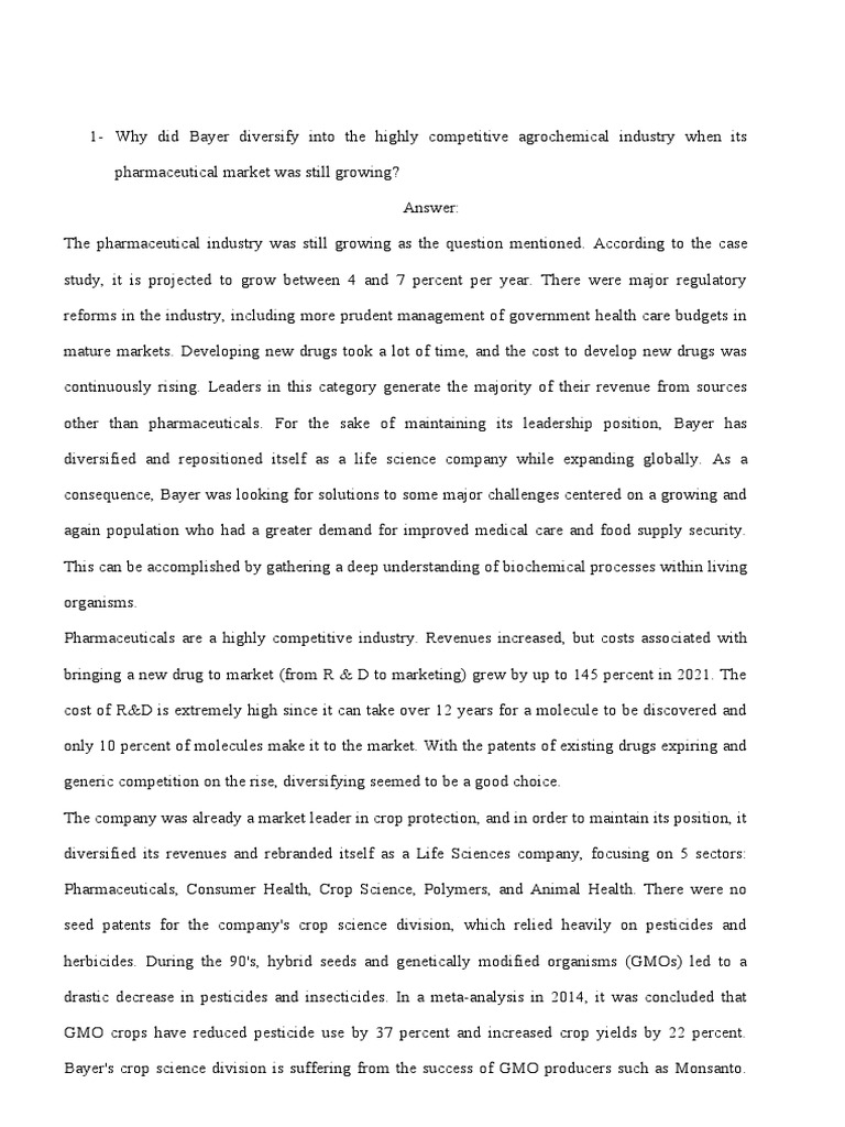 Case Study Answers | PDF | Monsanto | Bayer