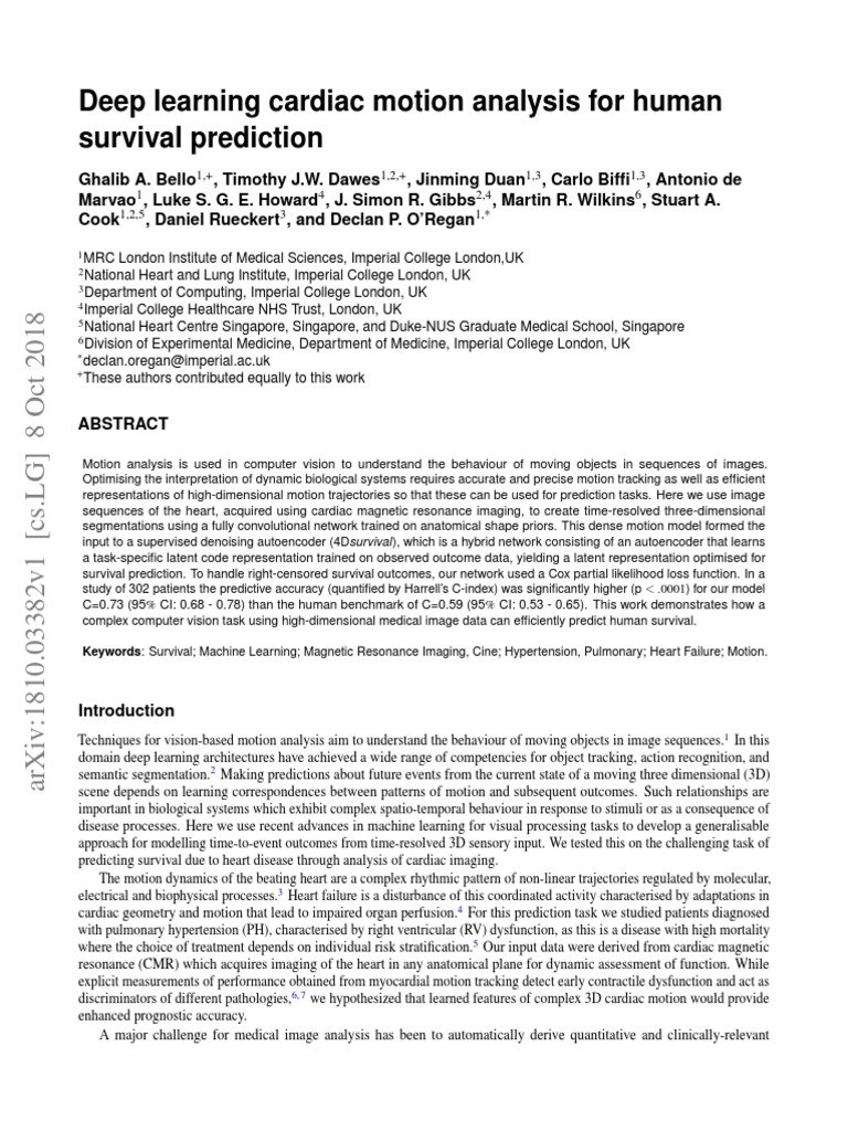 Paper 1 Deep Learning Cardiac Motion Analysis For Human Survival Prediction | PDF | Diastole ...