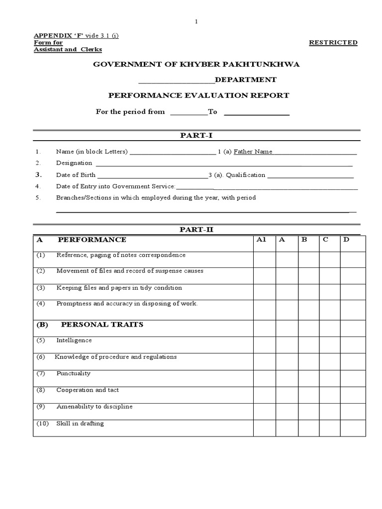 KPK ACR Form for Performance Evaluation | PDF