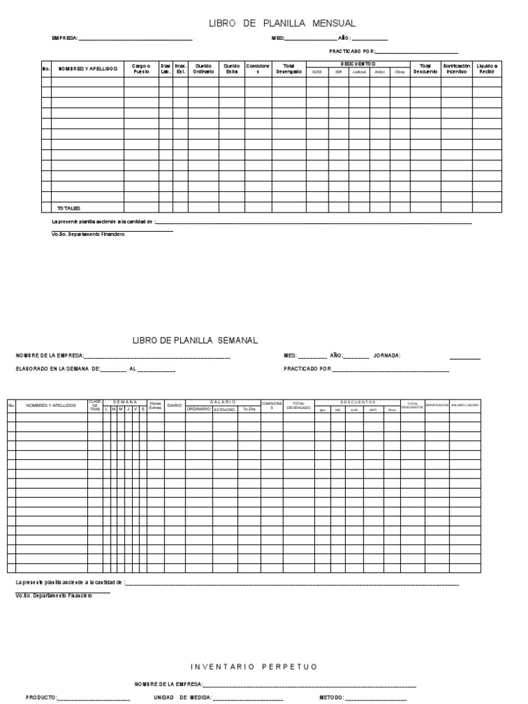Libro de Planilla Mensual: Igss ISR Judicial Antici Otros | PDF | Sueldos y salarios | Negocios ...