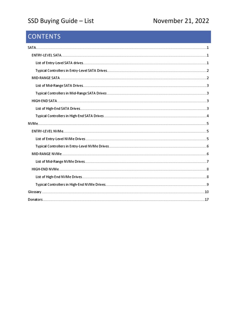 SSD Buying Guide List | PDF | Flash Memory | Solid State Drive