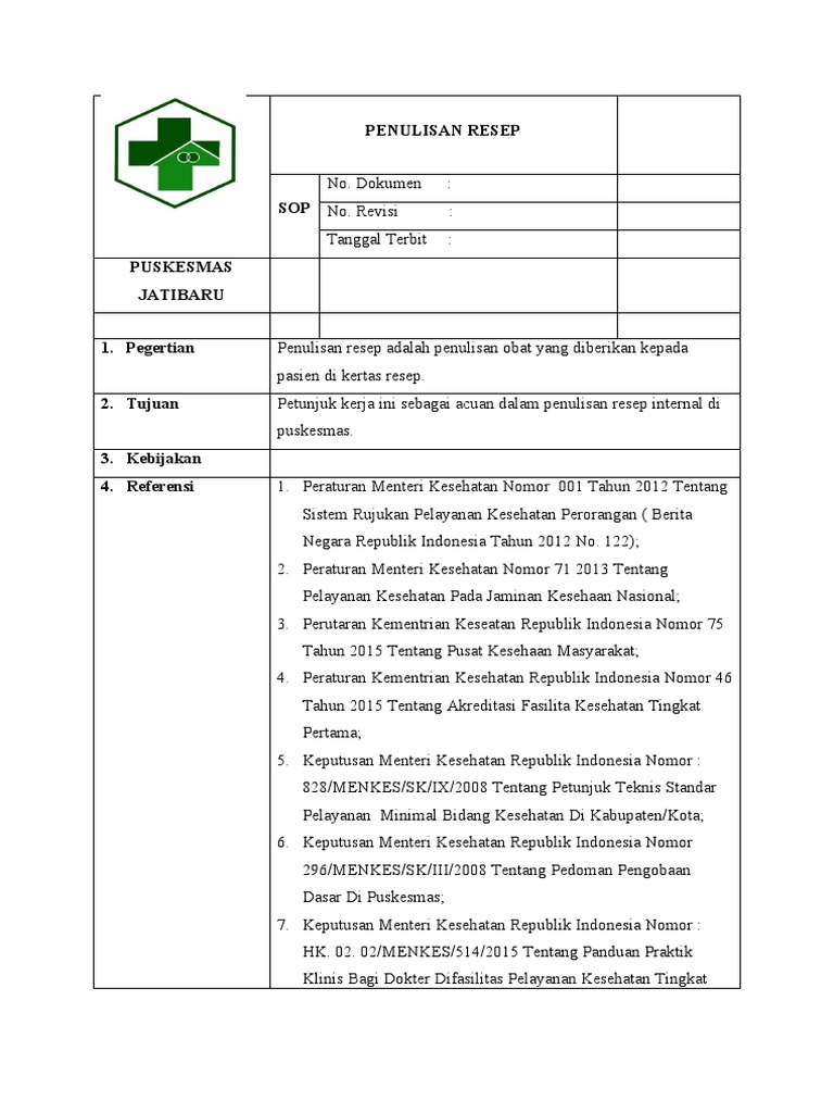 Sop Penulisan Resep | PDF