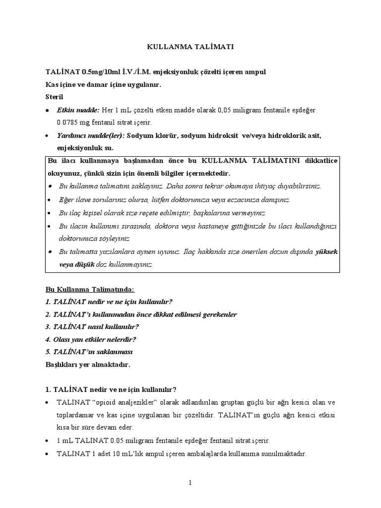 Talinat 0 5 MG KT | PDF