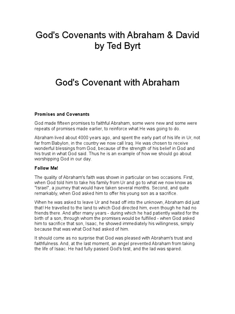 God's Covenants with Abraham and David | PDF | Covenant (Biblical ...
