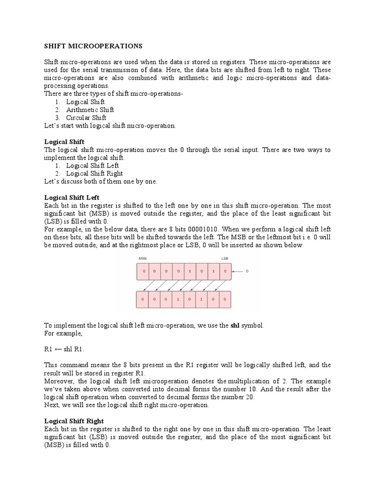 3.4 Microoperation - Shift Microoperation | PDF | Bit | Arithmetic