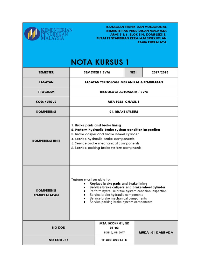 Nota Kursus 1: EDISI 2/MEI 2017 | PDF