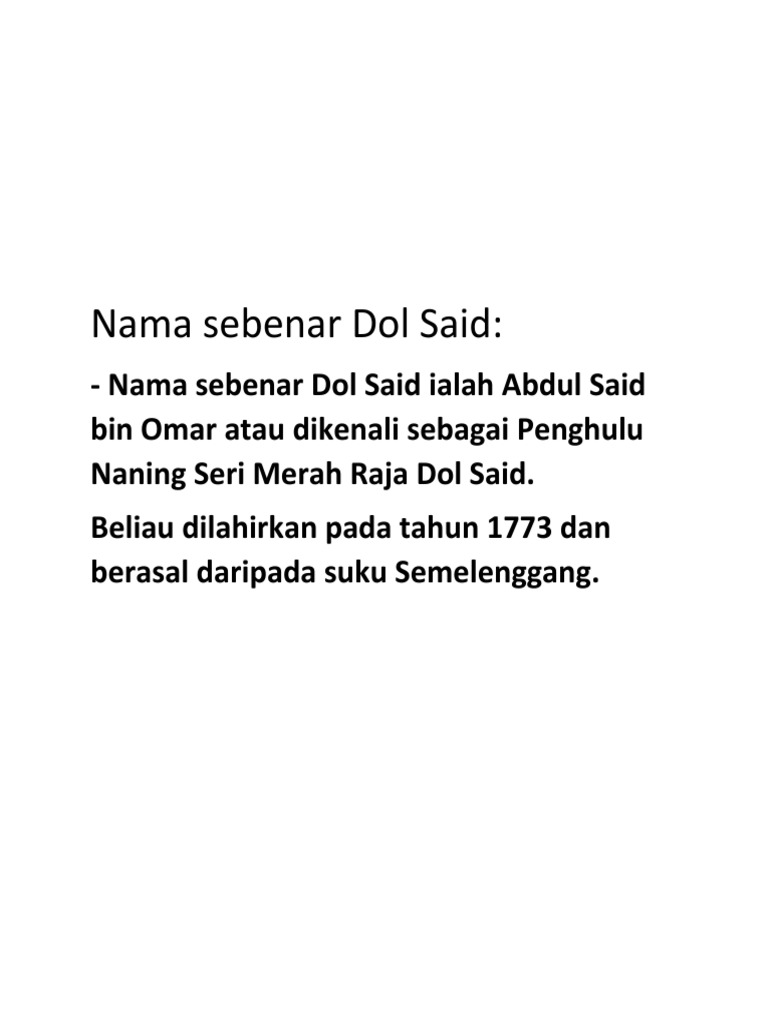 Nama Sebenar Dol Said | PDF
