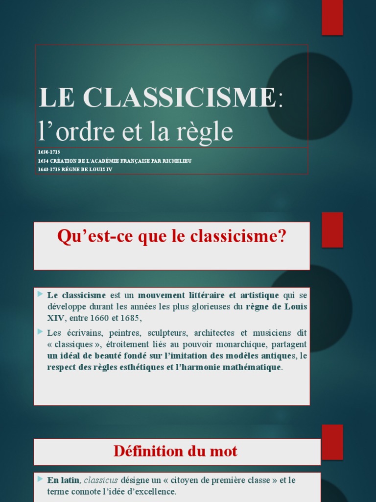 Le Classicisme | PDF | Classicisme | Château de Versailles