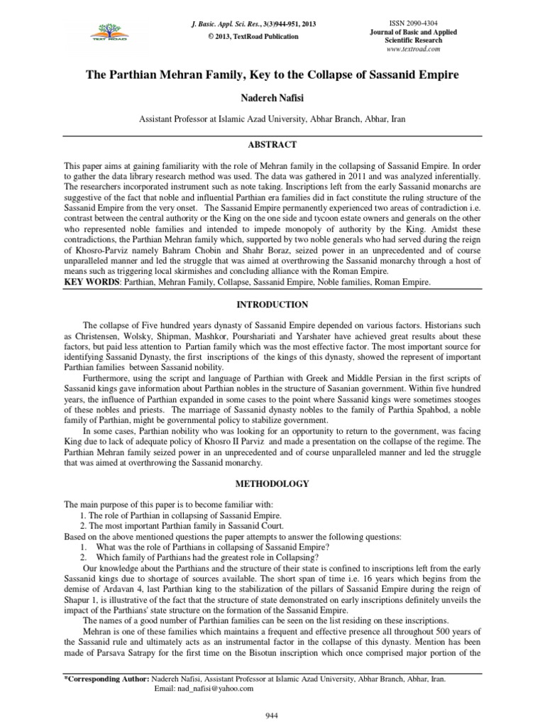 Nafisi (2013) - The Parthian Mehran Family, Key To The Collapse of ...