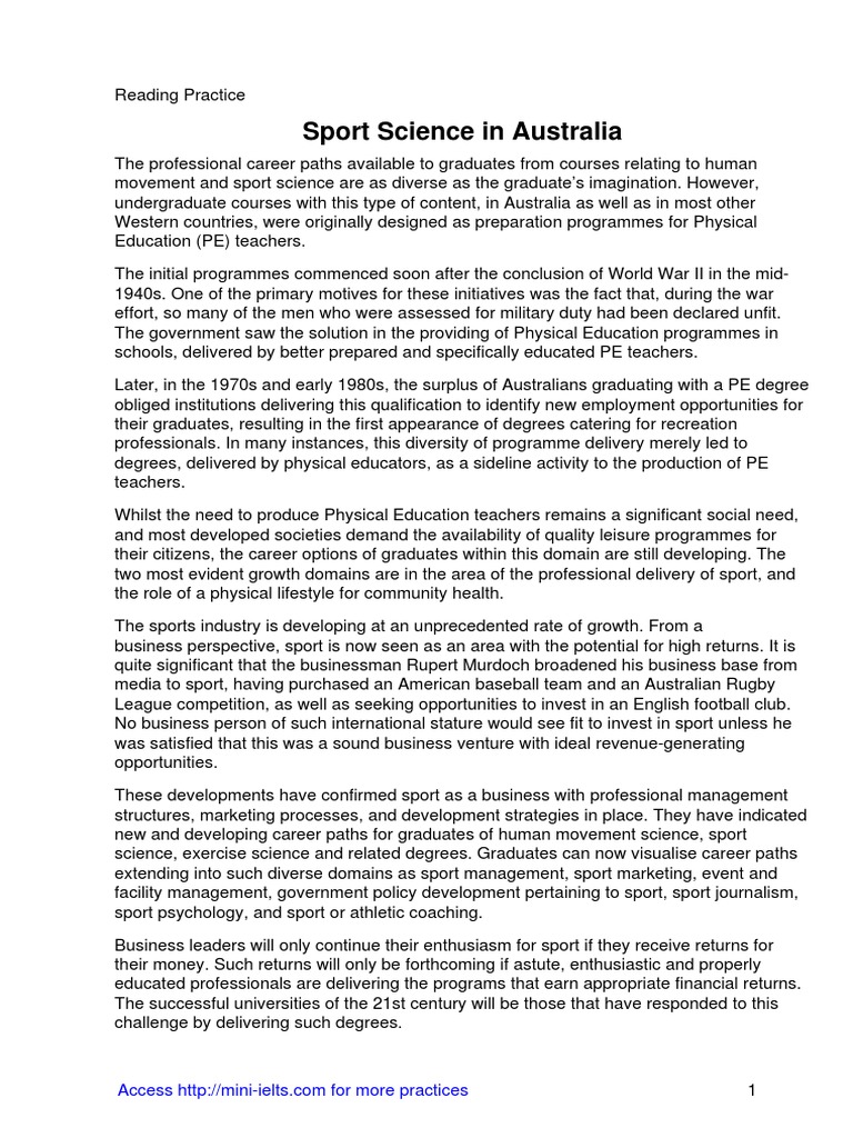 Sport Science in Australia | PDF | Sports | Science