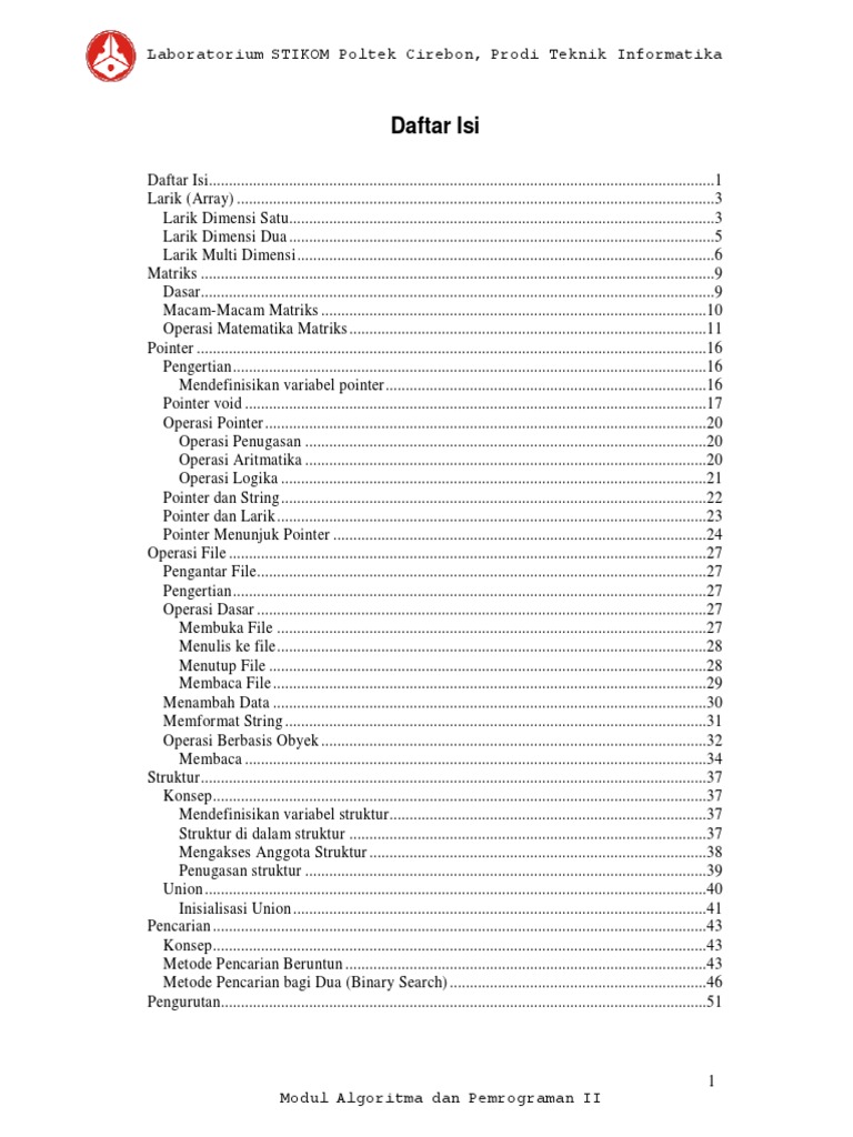 Modul Algoritma Pemrograman II | PDF | Metode & Bahan Ajar | Teknologi & Rekayasa