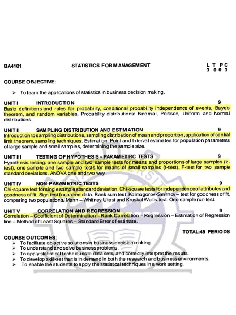 AU MBA R2021 1st Semester1st Half & 2nd Half Syllabus | PDF