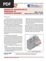 TEK 12-03B. Design of Anchor Bolts Embedded in Concrete Masonry (2009 ...