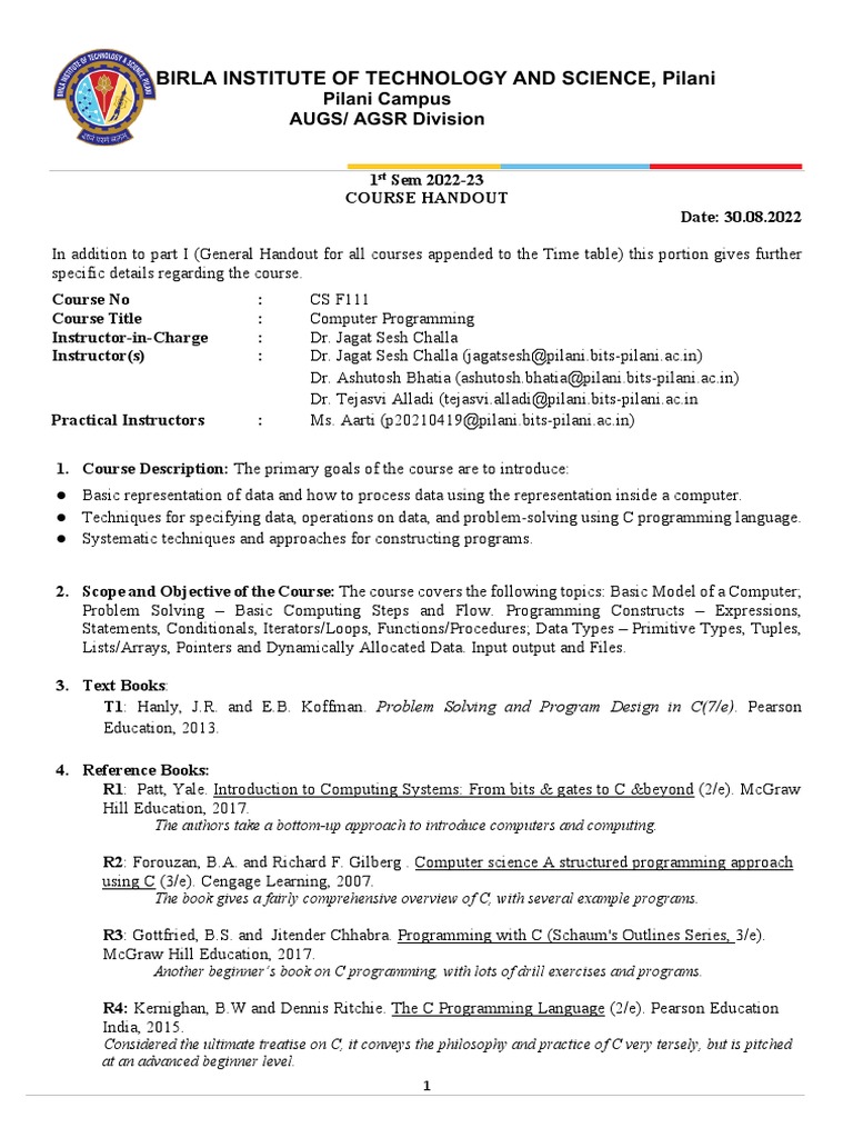 Handout | PDF | Pointer (Computer Programming) | C (Programming Language)