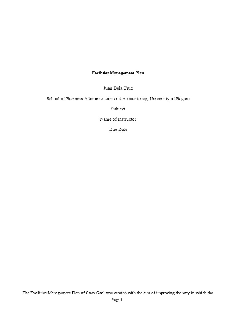 Facilities Management Plan Pdf Performance Indicator Efficient