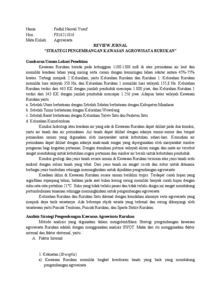 Strategi Pengembangan Agrowisata Rurukan | PDF | Teknologi & Rekayasa