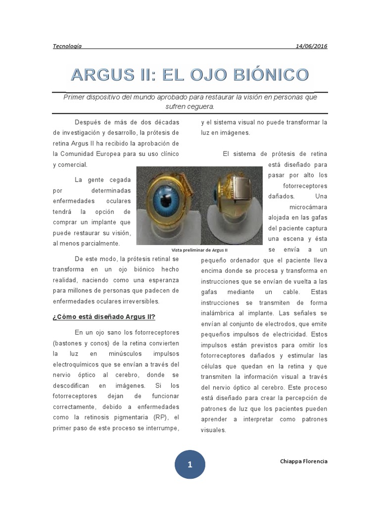 Argus Ii | PDF | Percepción visual | Retina