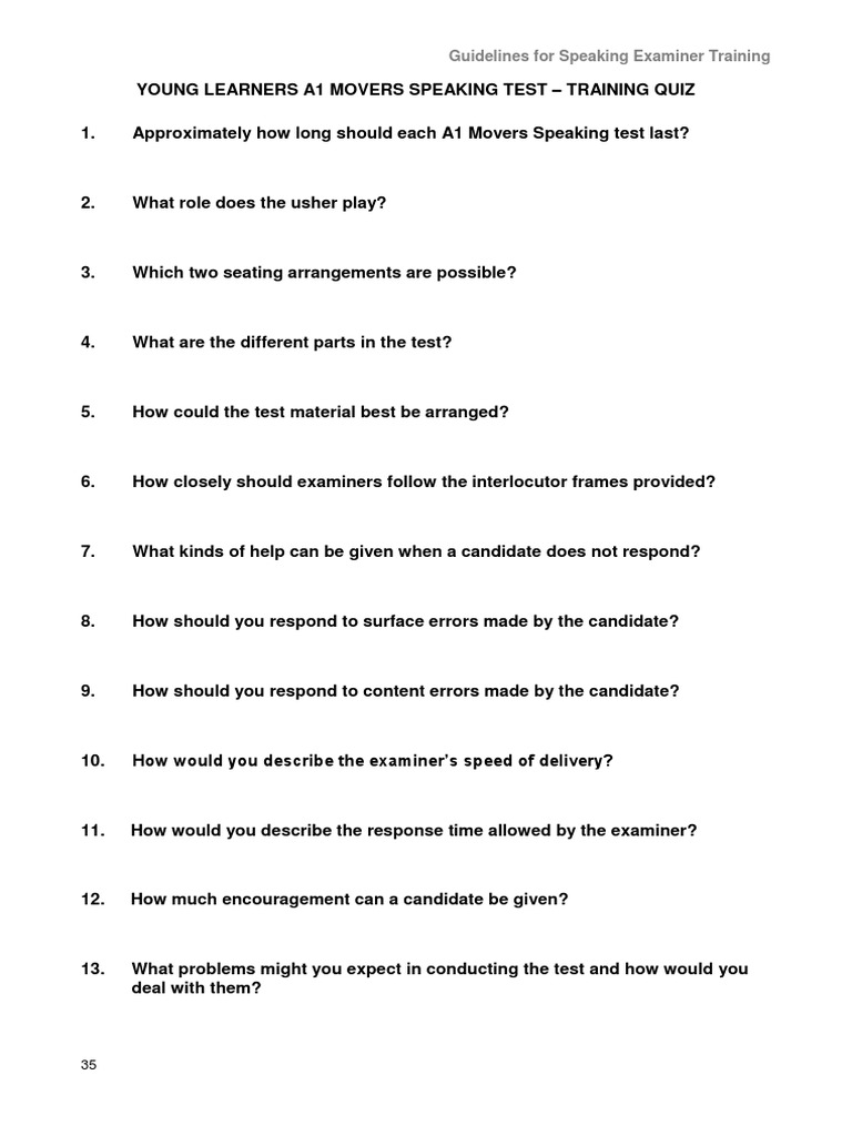 Training Quiz YLE Movers | PDF