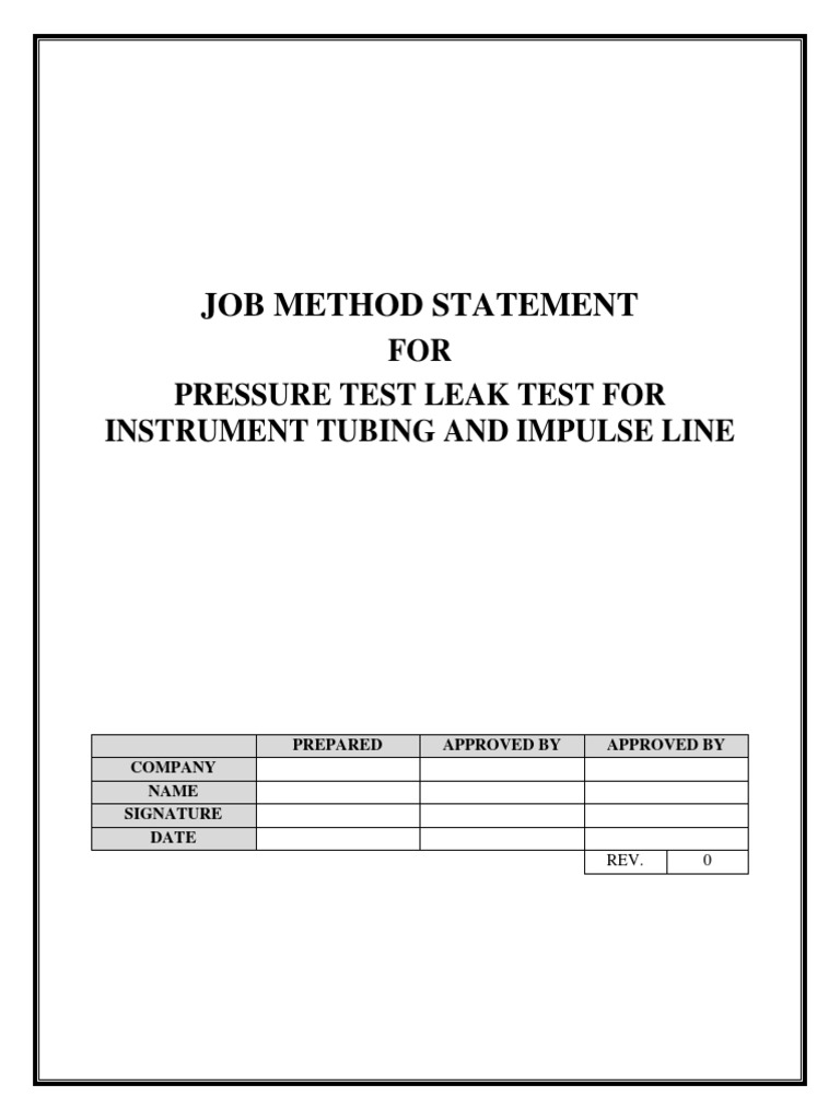 Pressure Test Procedure for Instrument Tubing | PDF | Pipe (Fluid ...