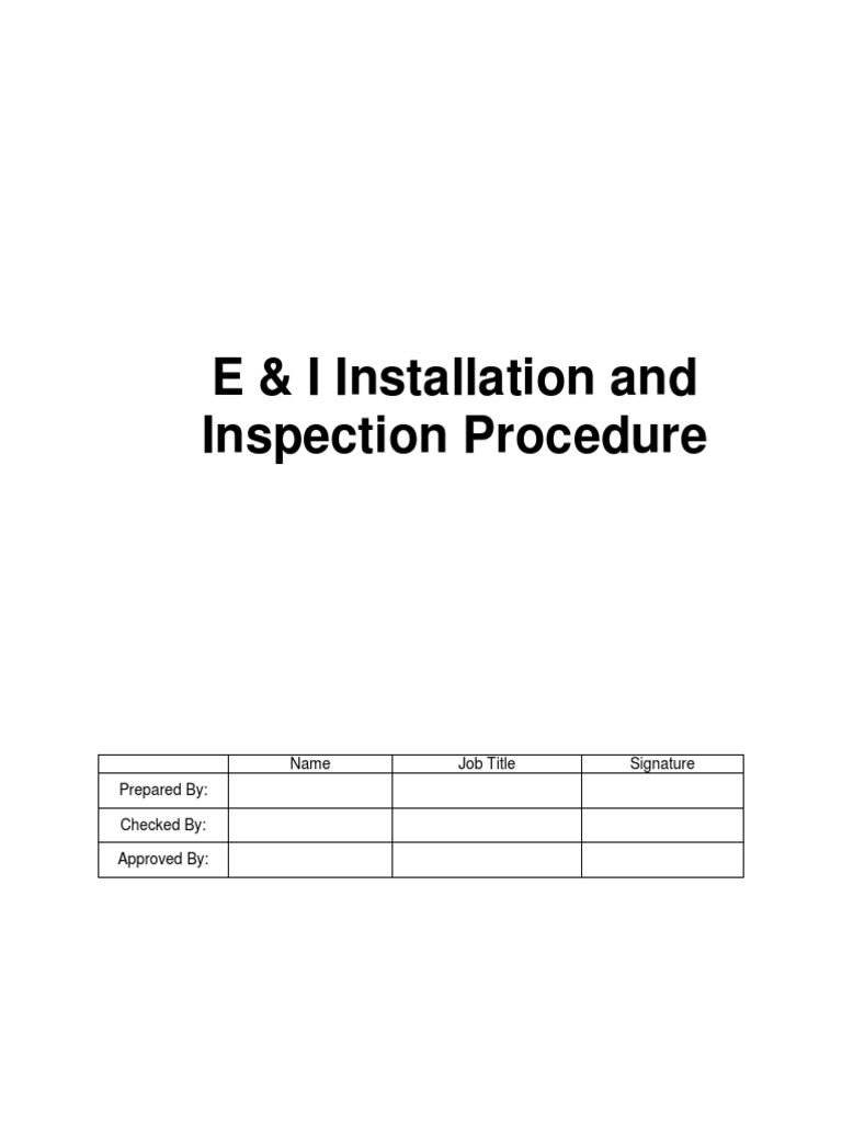 E & I Installation and Inspection Procedure | PDF | Electrical Wiring | Fuse (Electrical)