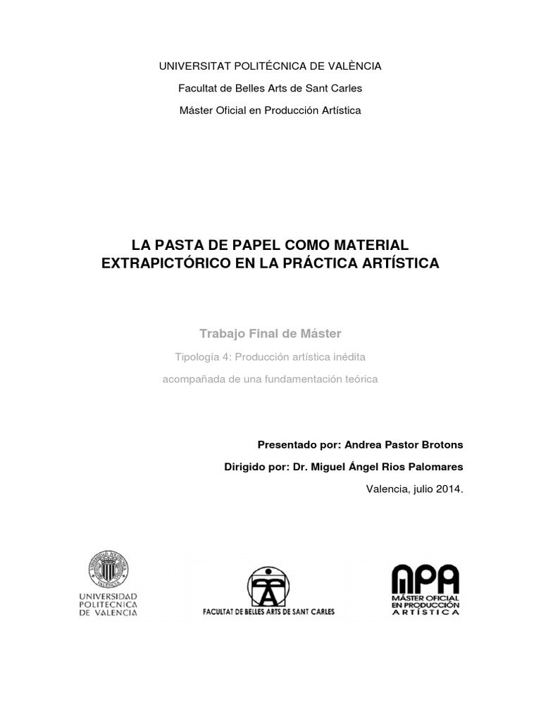 LA PASTA DE PAPEL COMO MATERIAL Extrapictórico | PDF | Cubismo | Pinturas
