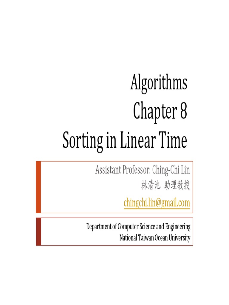 Algorithm Ch8 Sorting In Linear Time Pdf Applied Mathematics Arithmetic 6156