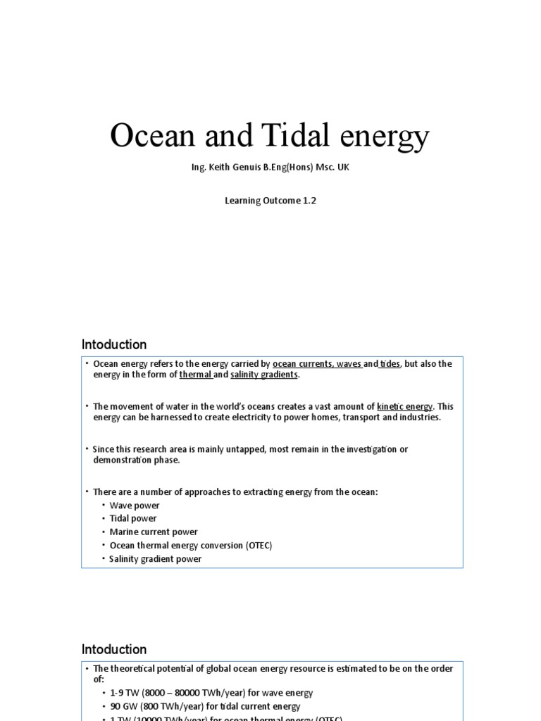 Harnessing Ocean and Tidal Energy | PDF | Tide | Osmosis
