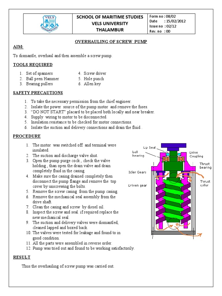 Proper Procedures for Overhauling a Screw Pump: A Step-by-Step Guide | PDF