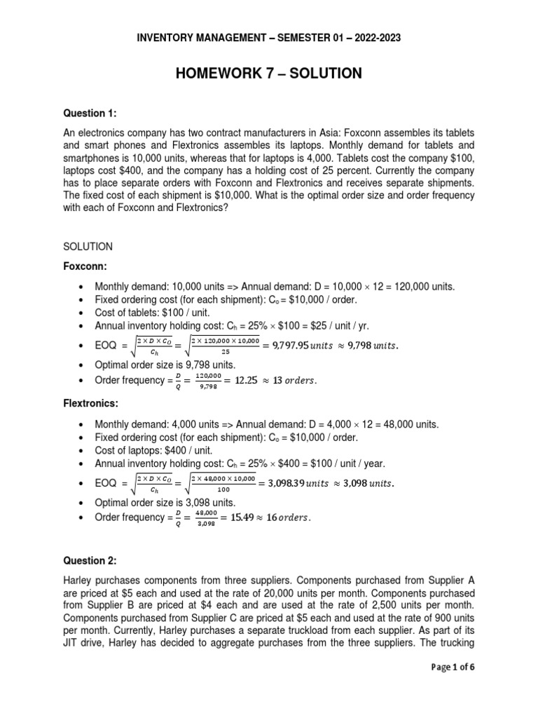 INVEN HW7 Solution | PDF | Business Economics | Business