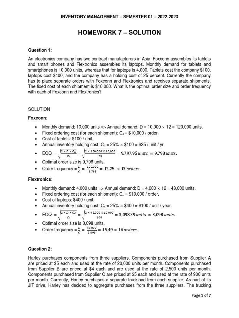 INVEN HW7 Solution Revised | PDF | Supply Chain | Business Process