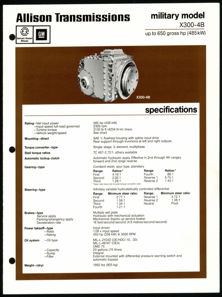 Allison X300-4B Transmission | Download Free PDF | Automatic ...