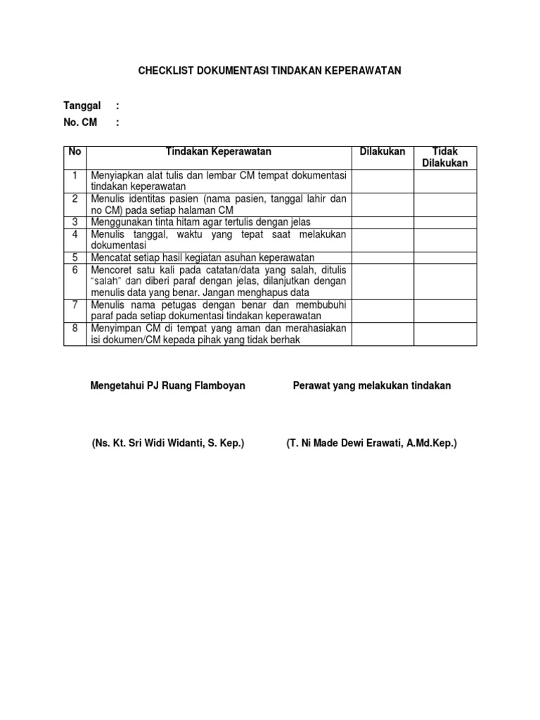 Checklist Dokumentasi Dewi Erawati | PDF