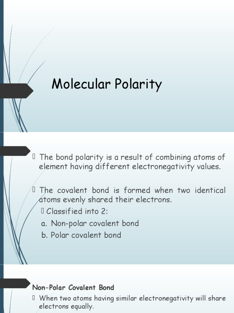 Molecular-Polarity (Physical Science-Grade 11) | PDF | Chemical ...