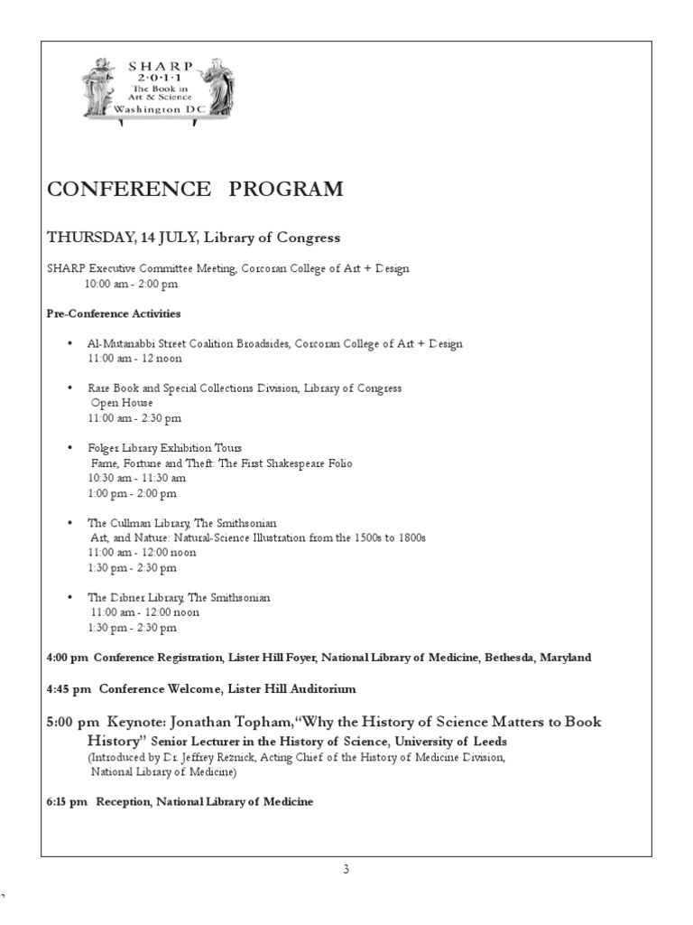 SHARP Program July 10 | PDF | Libraries | Smithsonian Institution