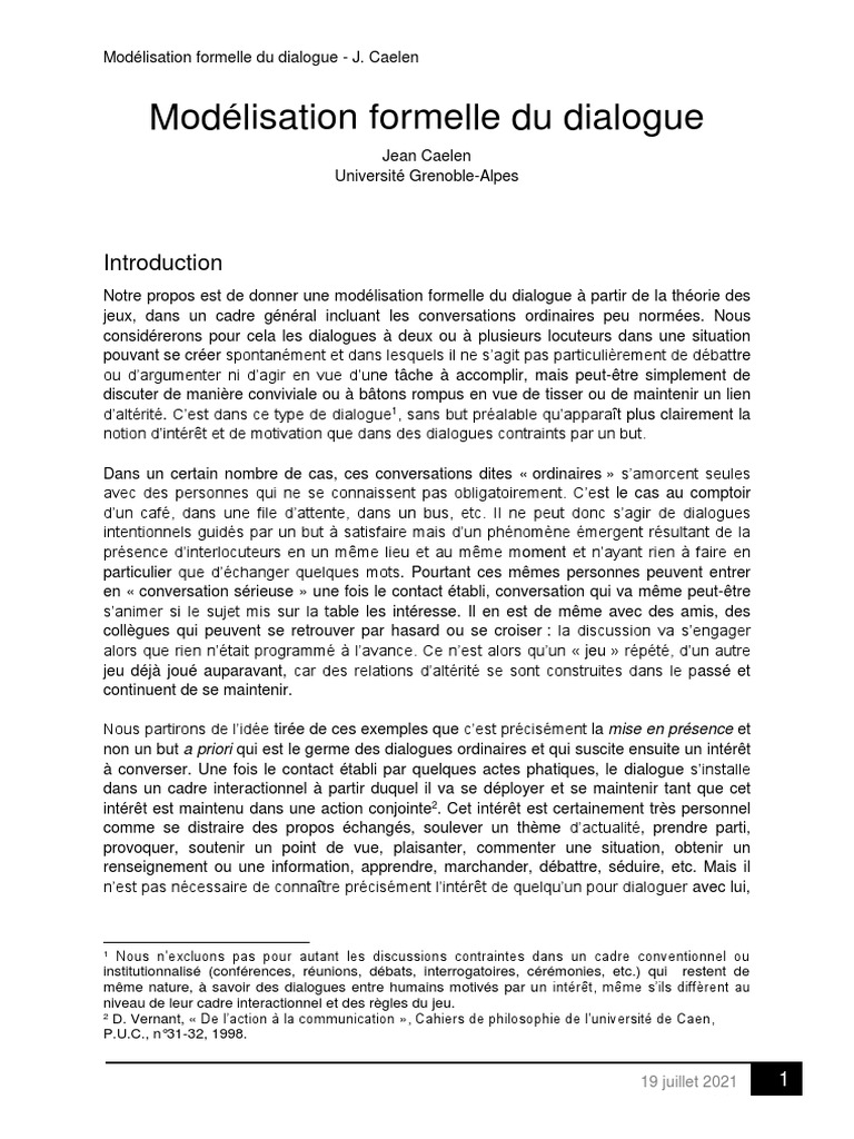 Modélisation du dialogue formel | PDF | Sciences cognitives | Logique