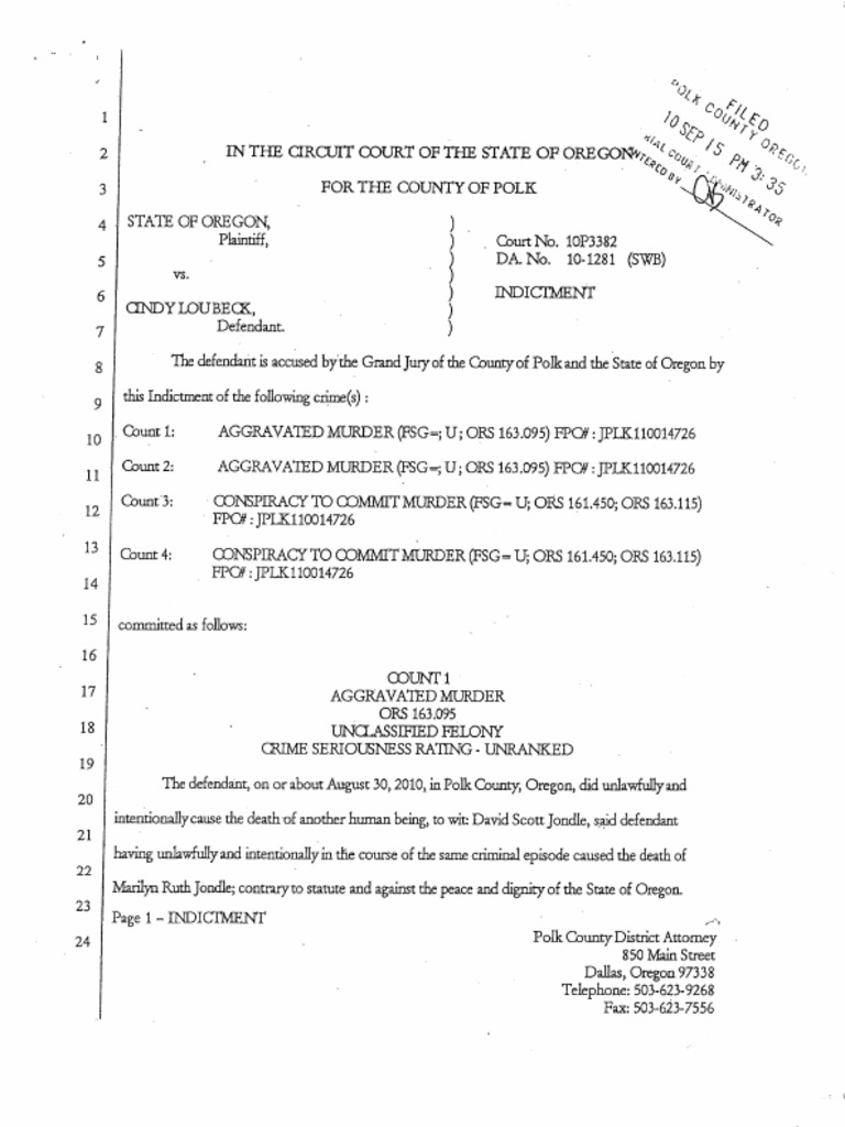 Cindy Lou Beck Indictment | PDF | Foreign Language Studies