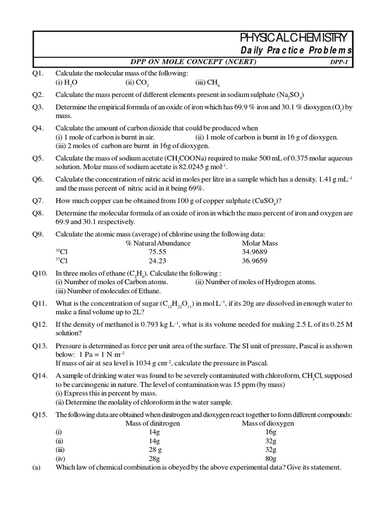 Physical Chemistry: Daily Practice Problems | PDF | Photoelectric ...