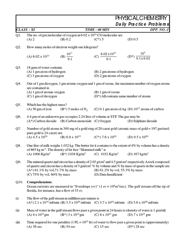 DPP (37 To) PC | PDF | Mole (Unit) | Molecules