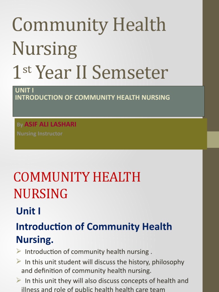 Introduction to Community Health Nursing | PDF | Nursing | Health Sciences