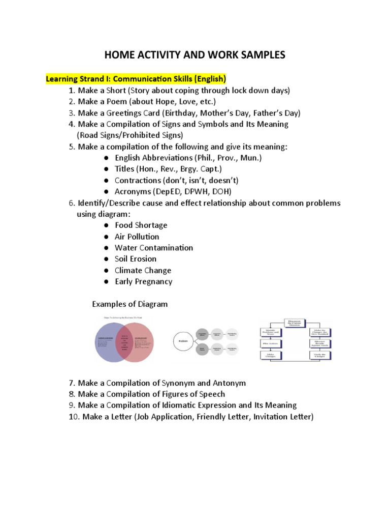 Als - Home Activity - and - Work Sampes - For Batch 2020 1 | PDF