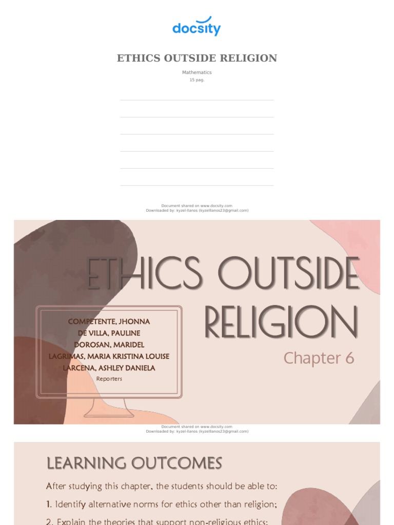 Docsity Ethics Outside Religion | PDF | Happiness | Psychology