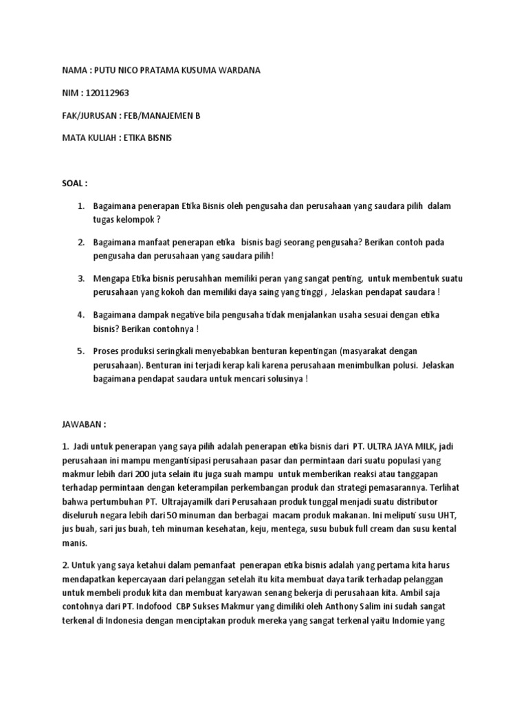 Uts Etika Bisnis - Nico Pratama - 2963 | PDF